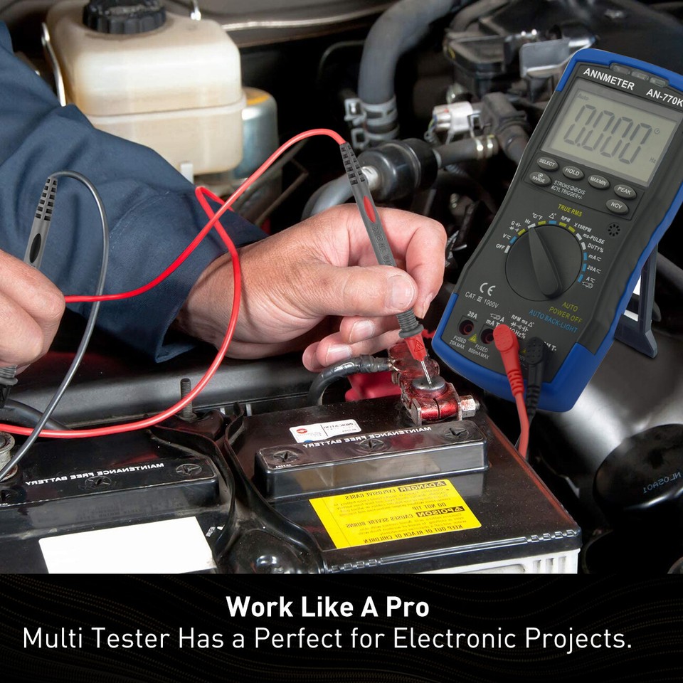 Automotive Multimeter Engine Analyzer AC DC Current Tach RPM Dwell ...
