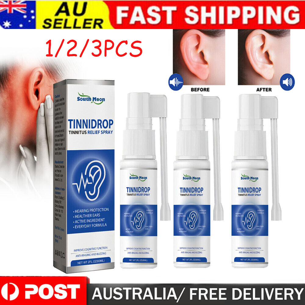3X 60ml TinniDrop Tinnitus Relief Spray Anti Tinnitus Blockage Cochlear ...