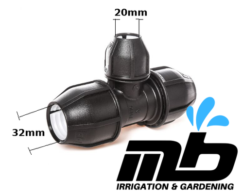 MDPE Compression Reducing Tee Fittings 32mm 20mm 32mm Pipe Connectors ...