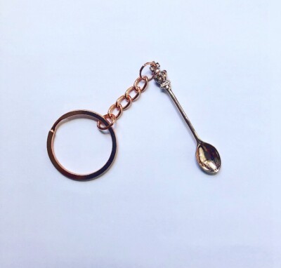 🌹Rose Gold Mini Spoon Key Ring Necklace Charm. Fast! Salt/sugar Spoon ...