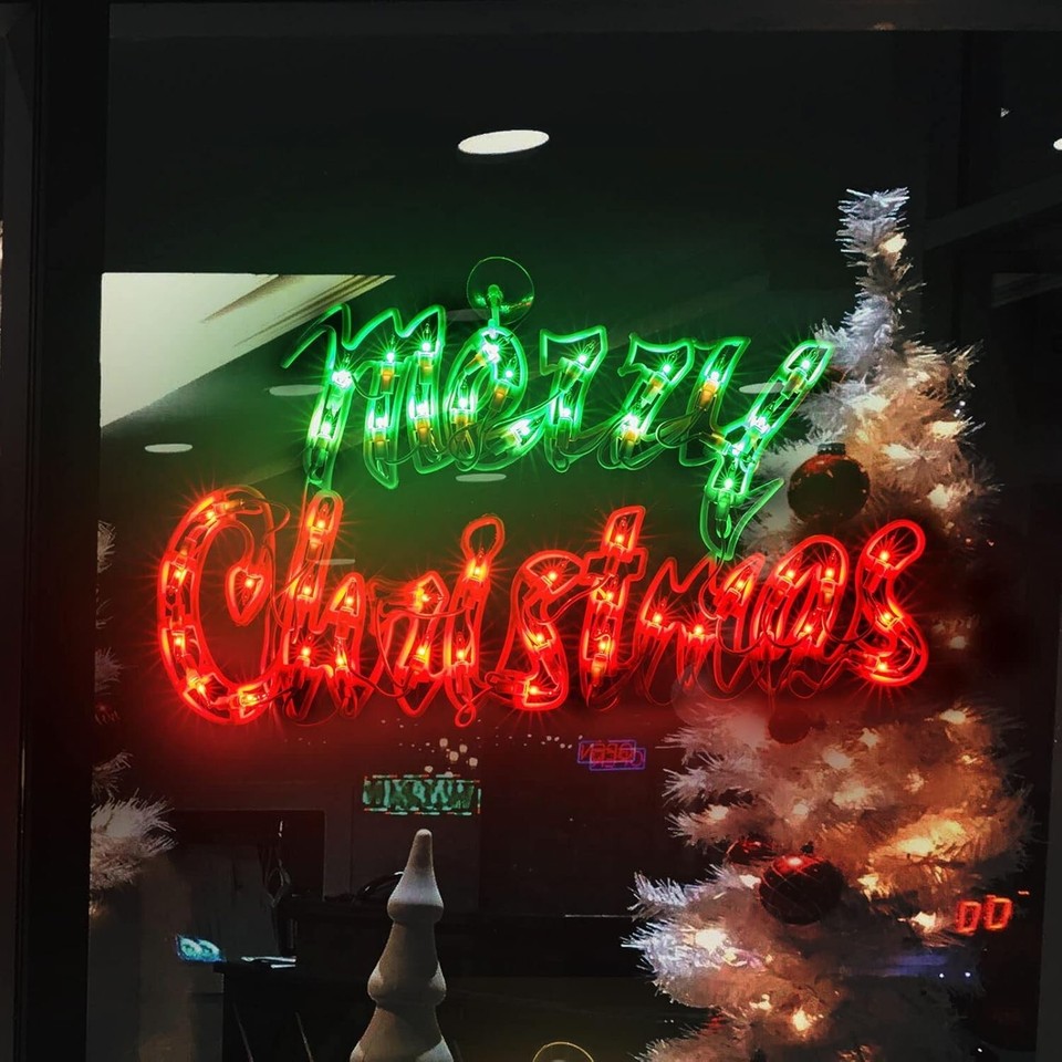 17.7Inch Lighted Merry Christmas Sign Window Silhouette Decoration | eBay