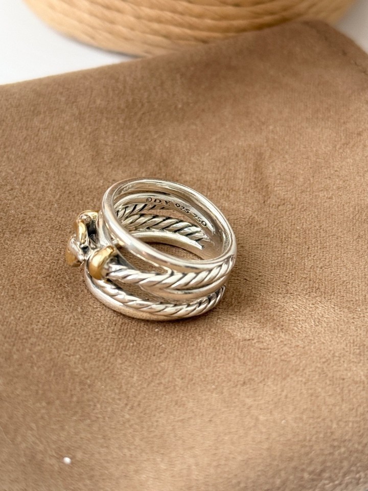 David Yurman .925 Sterling Silver & 18K Yellow Gold Crossover Buckle ...