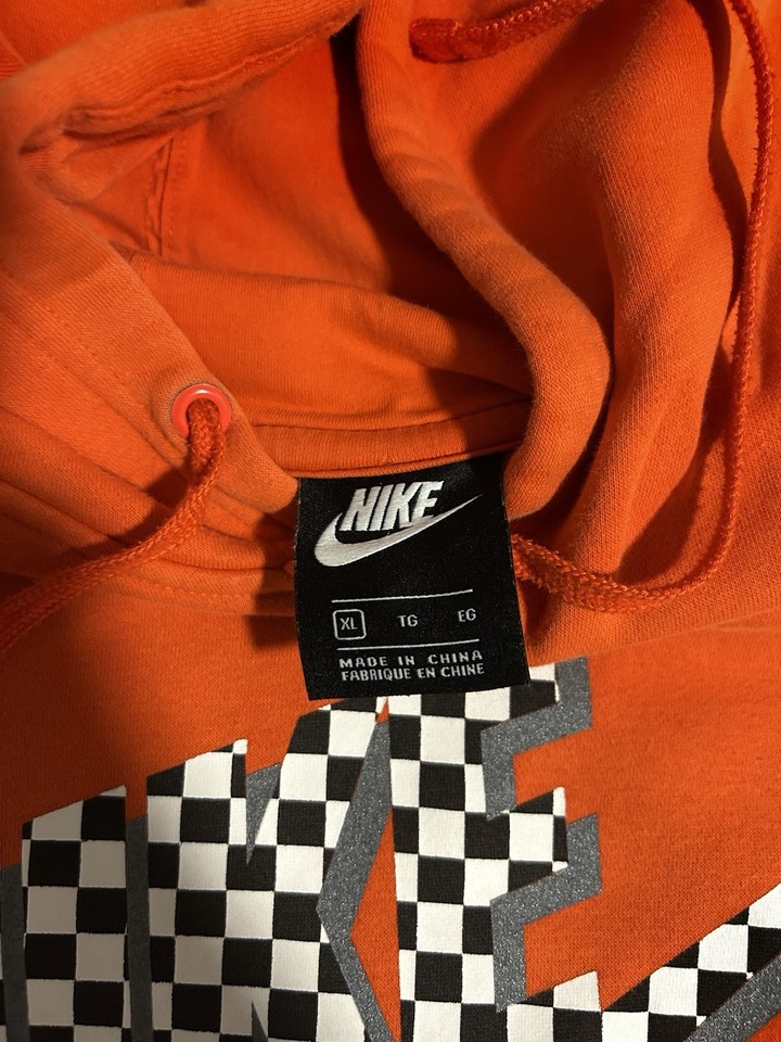 Nike Orange Checkerboard Hoodie XL | eBay