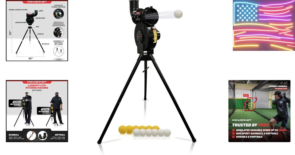 Launch F-lite Softball & Baseball Pitching Machine, Dimpled Practice ...