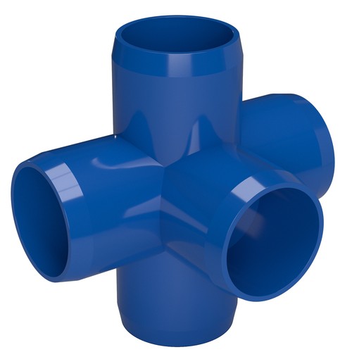 1" 5-Way PVC Cross Fitting, Blue (4-PK) FORMUFIT Furniture Grade, Made ...