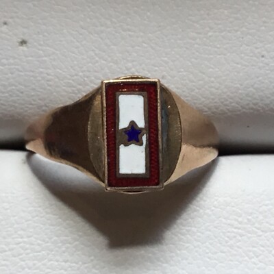 RARE WW2 Sweetheart RING GOLD SHELL SON IN SERVICE RING WWII ENAMEL ...