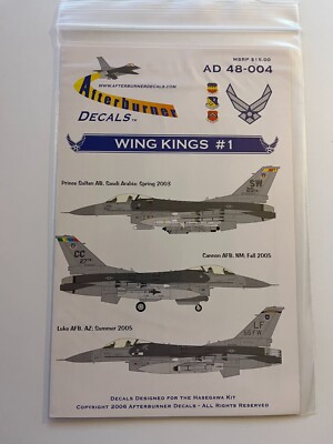 1/48 Afterburner Decals F-16C SW-CC-LF Wing Kings #1 After Market ...