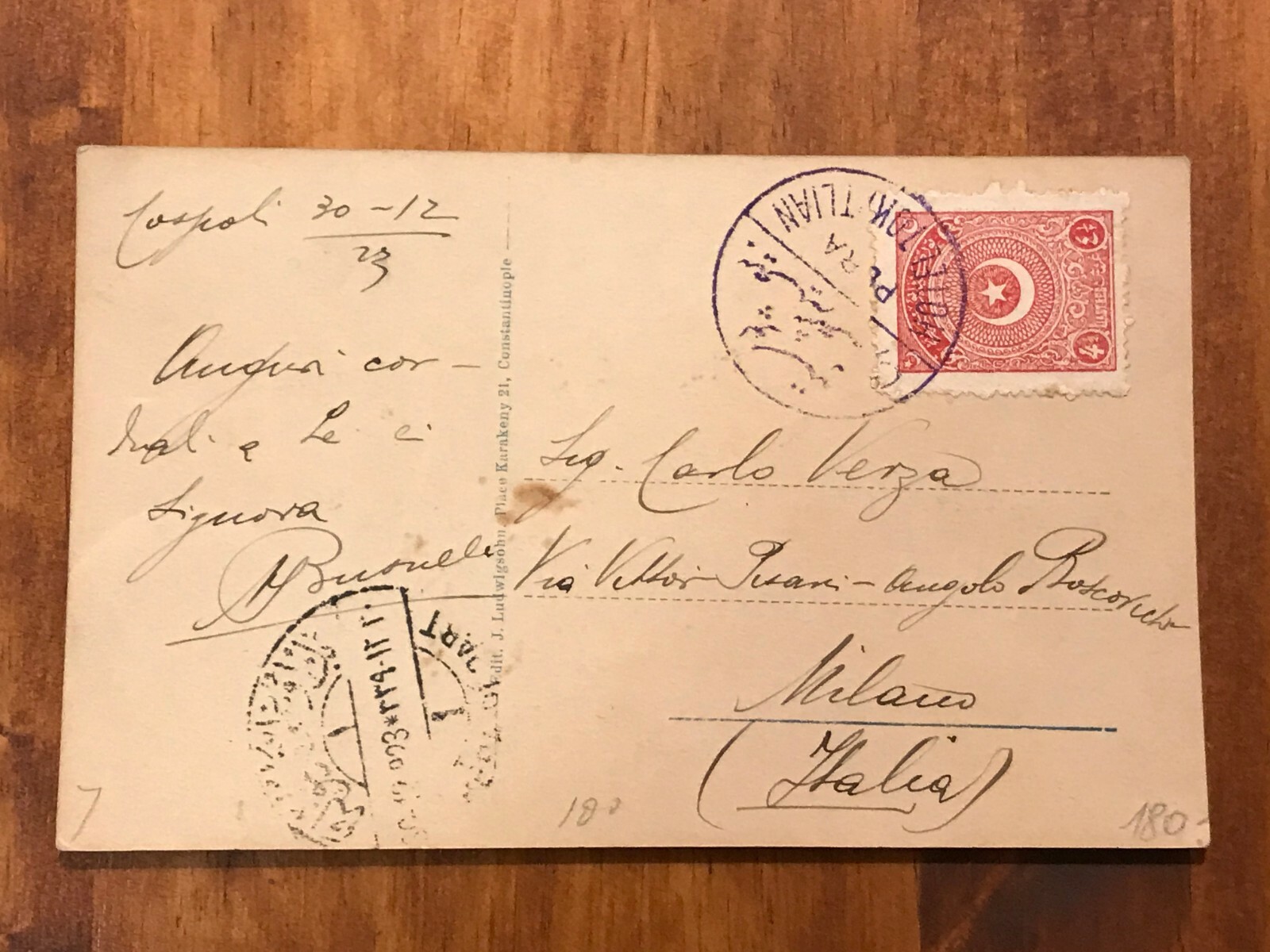 1923 Ottoman Empire Turkey Constantinople Postcard Hotel Tokatlian to ...