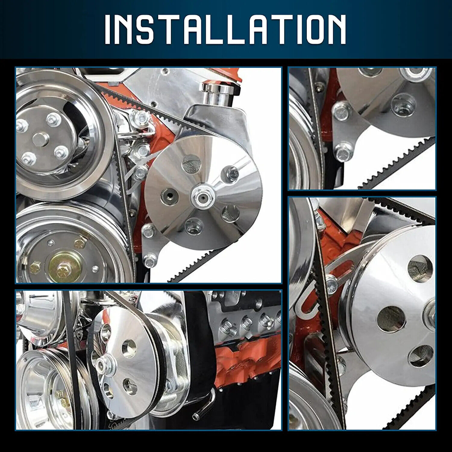 NEW Aluminum Billet Power Steering Pump Bracket Kit for Chevy SBC 305 ...