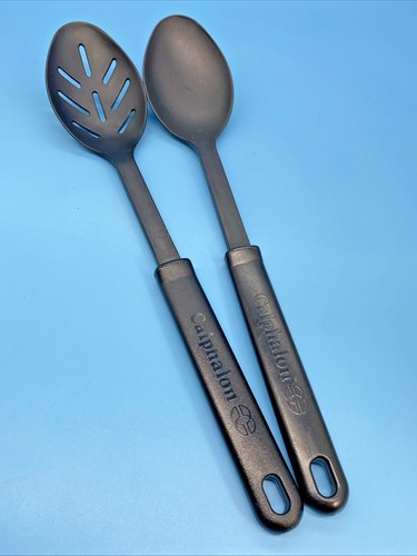 Calphalon Slotted Cooking & Solid Basting Serving Spoon Black Nylon ...