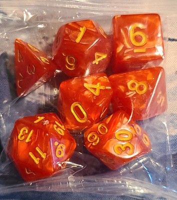 7PC DND Dice Set Fire Red Polyhedral Dice for Dungeons & Dragons Rpg D ...