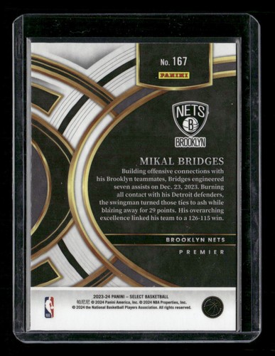 2023-24 Panini Select #167 Mikal Bridges Blue Prizms Premier - 13385 | eBay