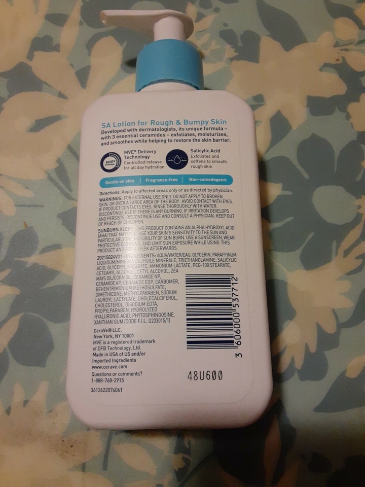 CeraVe SA Lotion for Rough & Bumpy Skin, Exfoliates Moisturizes 8 oz ...
