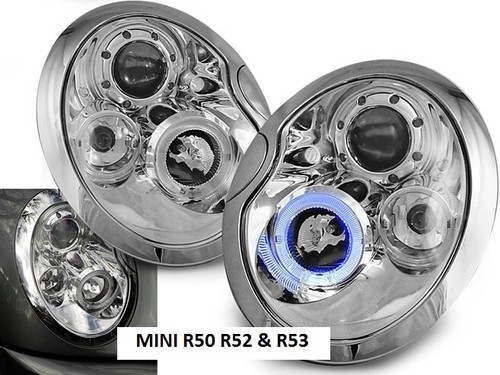 CLEAR LED ANGEL EYE HEADLIGHTS FOR MINI COOPER R50 R52 & R53 MODEL NICE ...