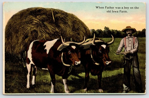 Charles City IA When Father Was A Boy He Still Had A Moustache~Hay Bale ...