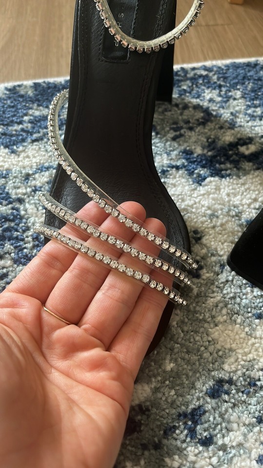 Topshop Shoes satin sandals with rhinestones and block heel Size 6,5 ...