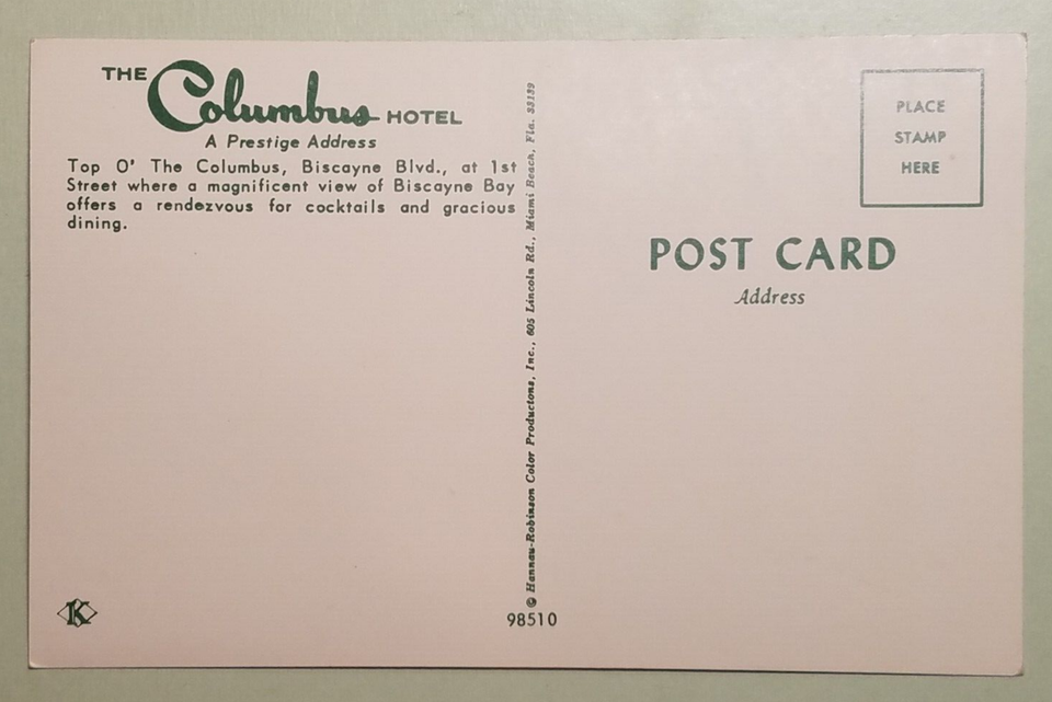 Top O' Columbus - The Columbus Hotel - Miami, Florida Postcard | eBay