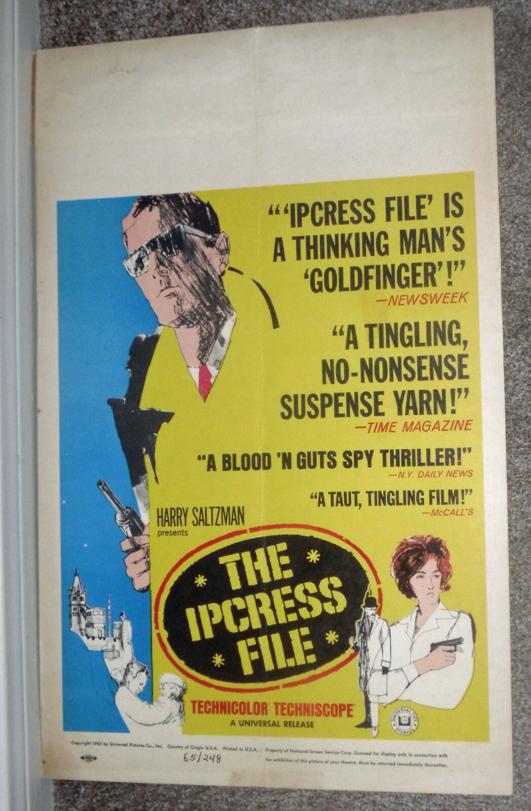 THE IPCRESS FILE original 1965 movie poster MICHAEL CAINE/SUE LLOYD ...