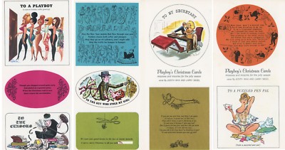 PLAYBOY'S CHRISTMAS CARDS from DECEMBER 1964 Issue cardstock ribald ...