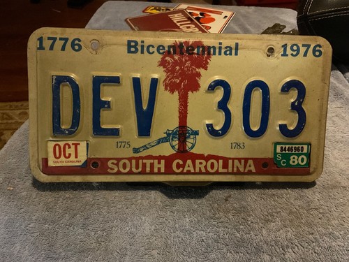 South Carolina SC License Plate Bicentennial DEV 303 1980 | eBay