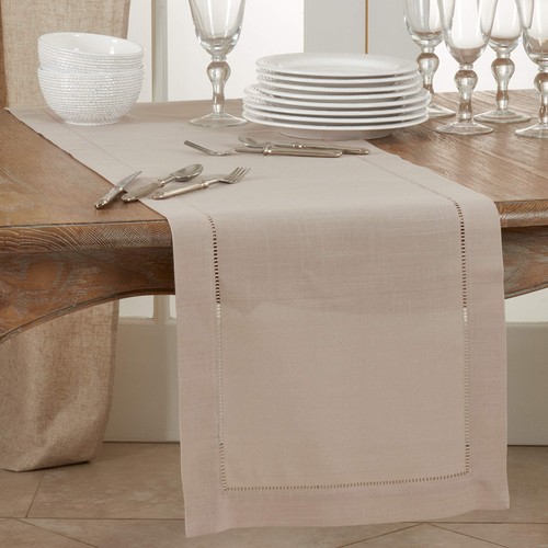 SARO LIFESTYLE Hemstitched Border Table Runner Taupe 16x54 Elegant ...