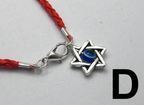 10 Kabbalah Evil Eye Hamsa Hand Charms Red Leatheroid Braided Good Luck ...