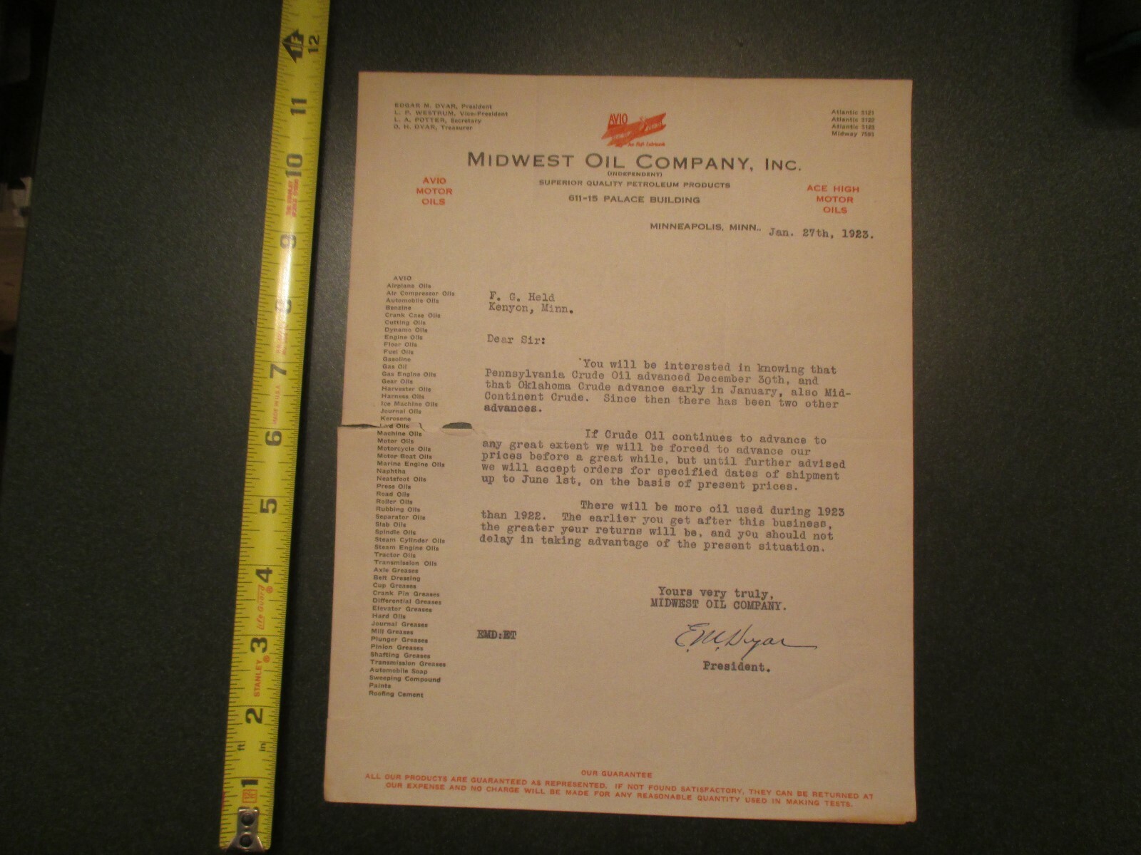 Midwest Oil Company Petroleum Products Minneapolis Minnesota 1923 ...
