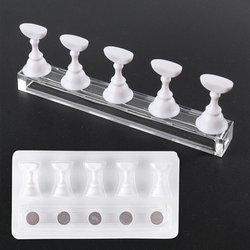 5Pcs Magnetic False Nail Tips Display Stand Holder Set Practice Nail ...