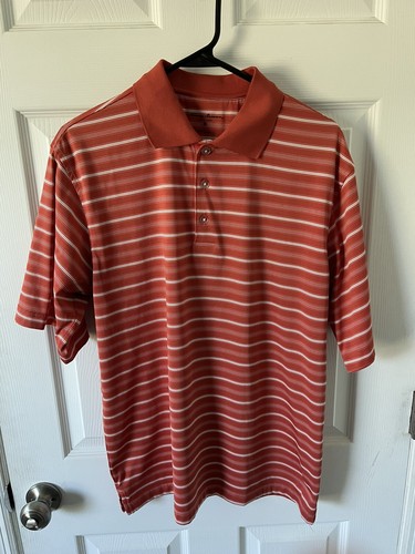 Tommy Armour Dri-Logic Polo Shirt Mens Medium Orange Striped Short ...