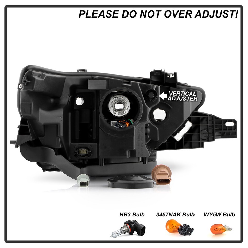 For 2013-2019 Ford Taurus Black Projector Headlights Headlamps Pair ...