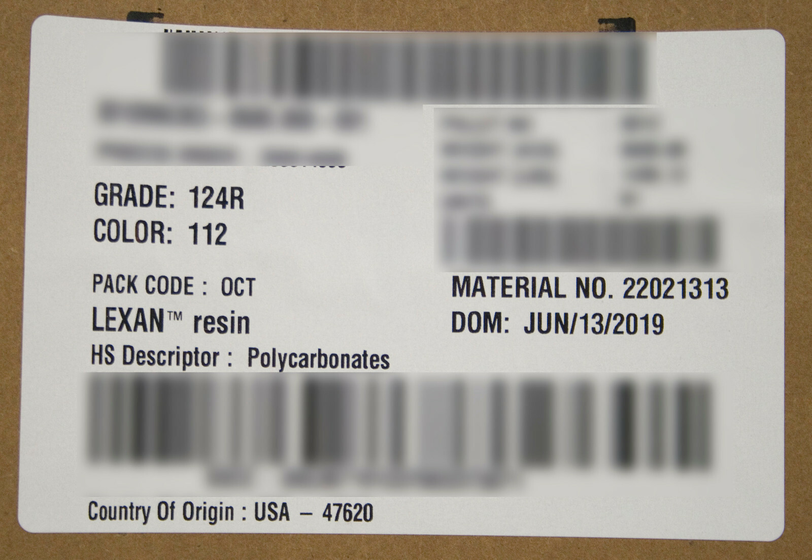 LEXAN MODEL# 124R-112 POLYCARBONATE PC CLEAR PLASTIC PELLET RESIN 5 LB ...