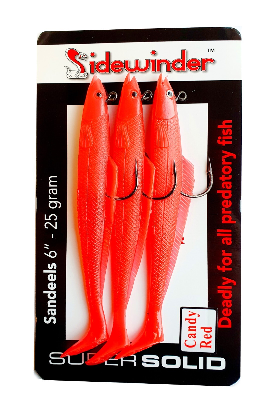 Sidewinder Super Solid Holo Sandeels Cod Bass Wrasse Ling Sea Fishing ...