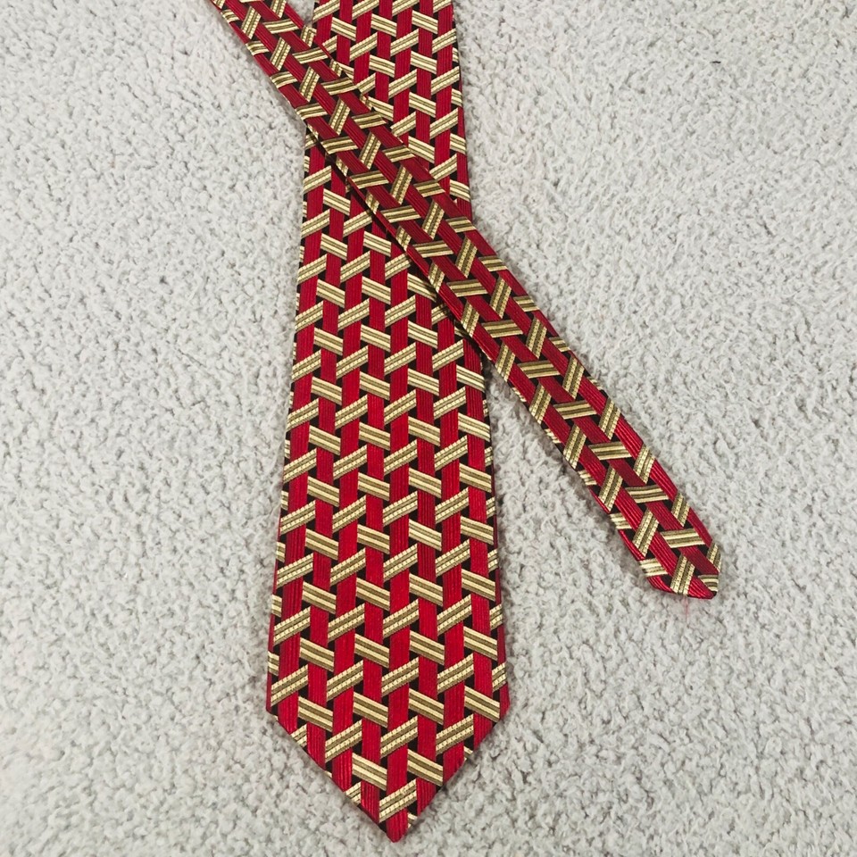 DeSantis Collection 57" Necktie 100% Silk Multicolor Geometric Standard ...