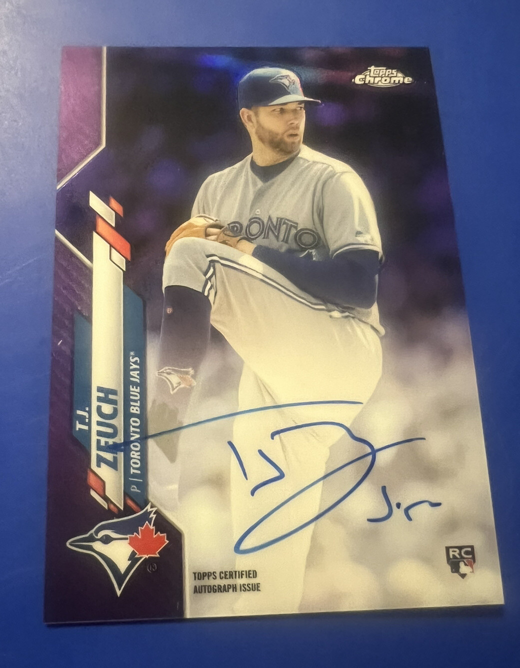 TJ Zeuch 2020 Topps Chrome Purple Refractor RC Auto /250 Rookie Card # ...