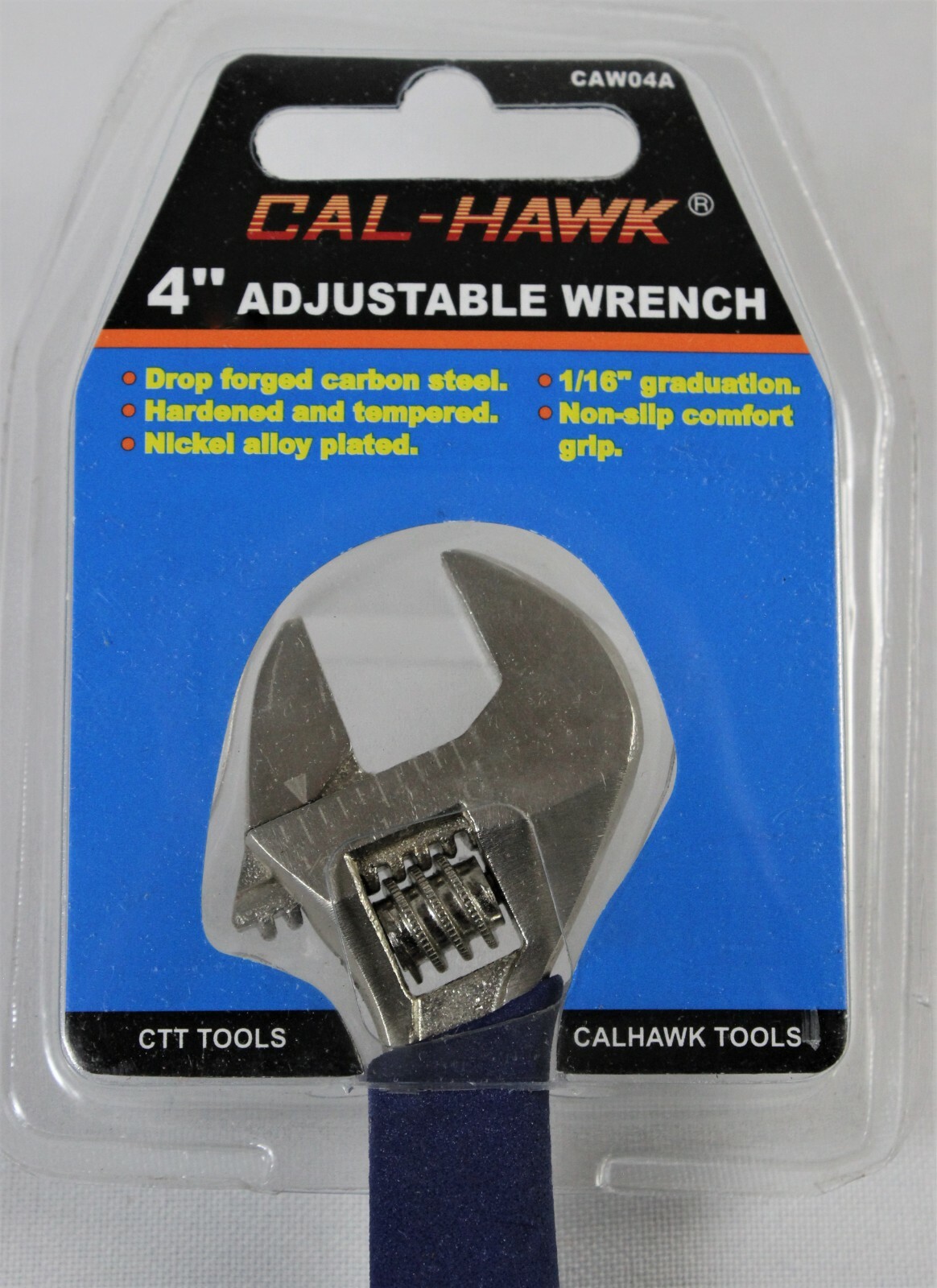 Cal-Hawk 4" Adjustable Wrench Carbon Steel Plated Tool Comfort Grip ...