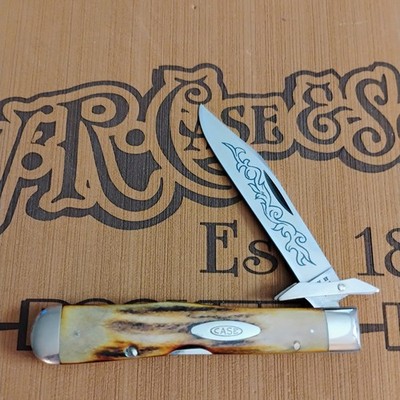 VINTAGE CASE XX 5111 1/2L STAG CHEETAH KNIFE FROM BLUE SCROLL SET ...
