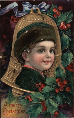 Christmas Children Merry (Boy bell) Original Vintage Postcard | eBay