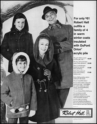 1962 Robert Hall Clothing stores family wearing winter coats photo ...