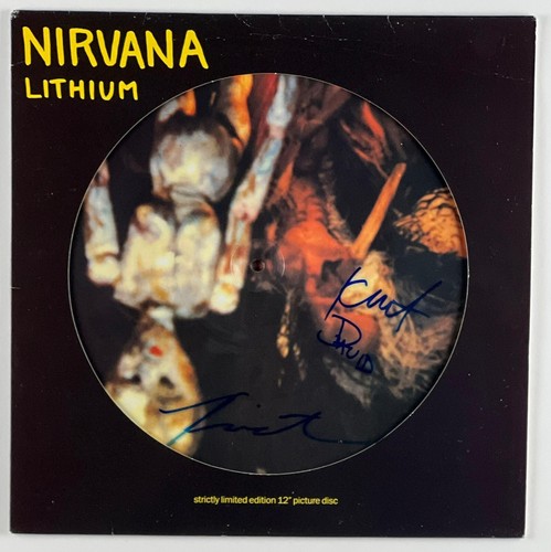 NIRVANA Signed Autograph "Lithium" Album Record Pic Disc LP Beckett BAS ...