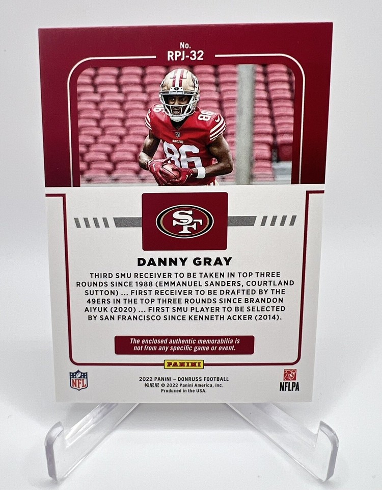2022 Panini Donruss Danny Gray Rookie Phenom Jersey #RPJ-32 49ers ...