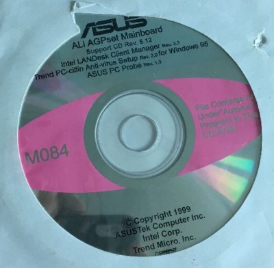 ASUS ALI AGPset Mainboard Support CD Rev. 5.12-M084-1999-RARE VINTAGE ...