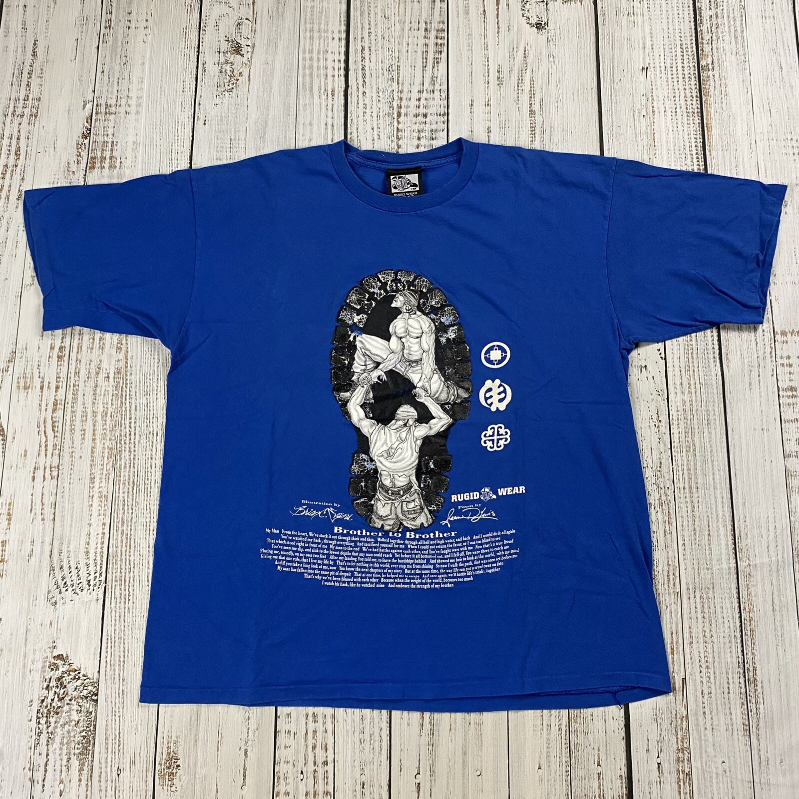 VTG 90S RUGID WEAR THUG BROTHER TO BROTHER POEM GRAPHIC T-SHIRT RAP HIP ...