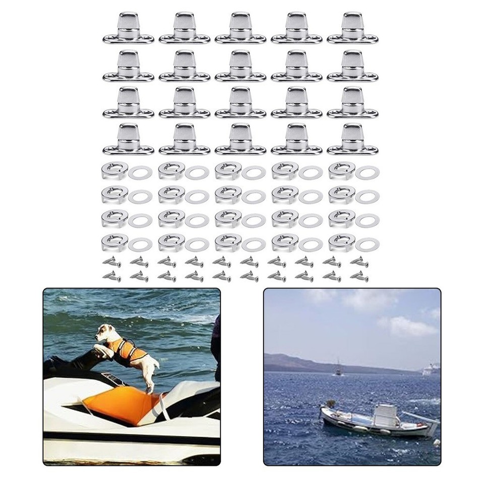 Set of 20 Marine Grade Lock Fasteners with Knobtype Eyelets for ...