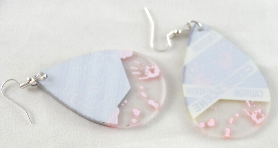 2 1/8" NWOT ASYMMETRICAL CSI CRIME SCENE ACRYLIC DROP DANGLE HALLOWEEN ...