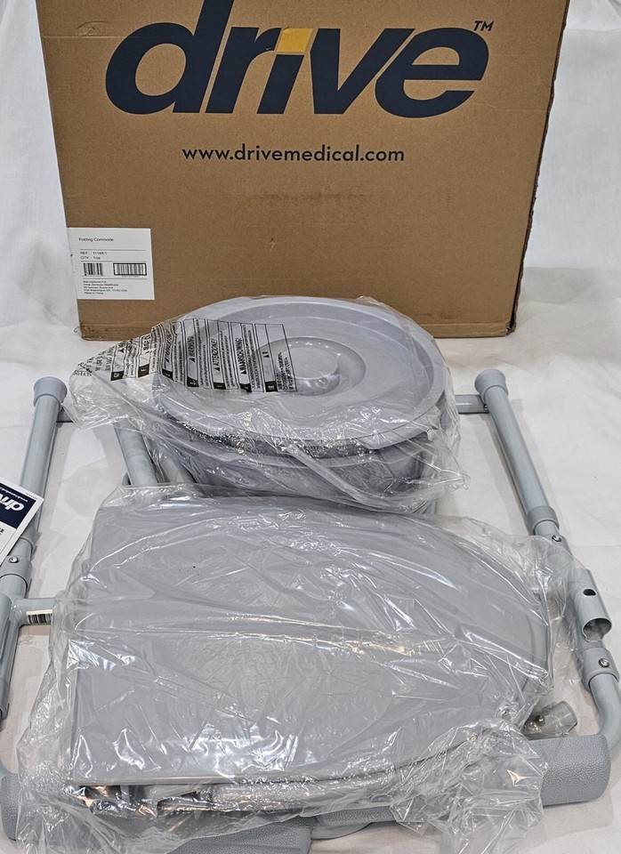 Drive Medical 11148-1 Steel Folding Bedside Commode 350 Lb Capacity ...