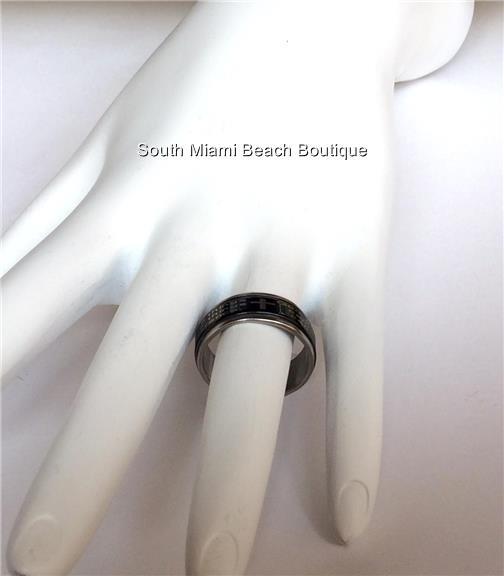 Serenity Prayer Spinner Ring Band Black Stainless Steel AA NA Al-Anon ...
