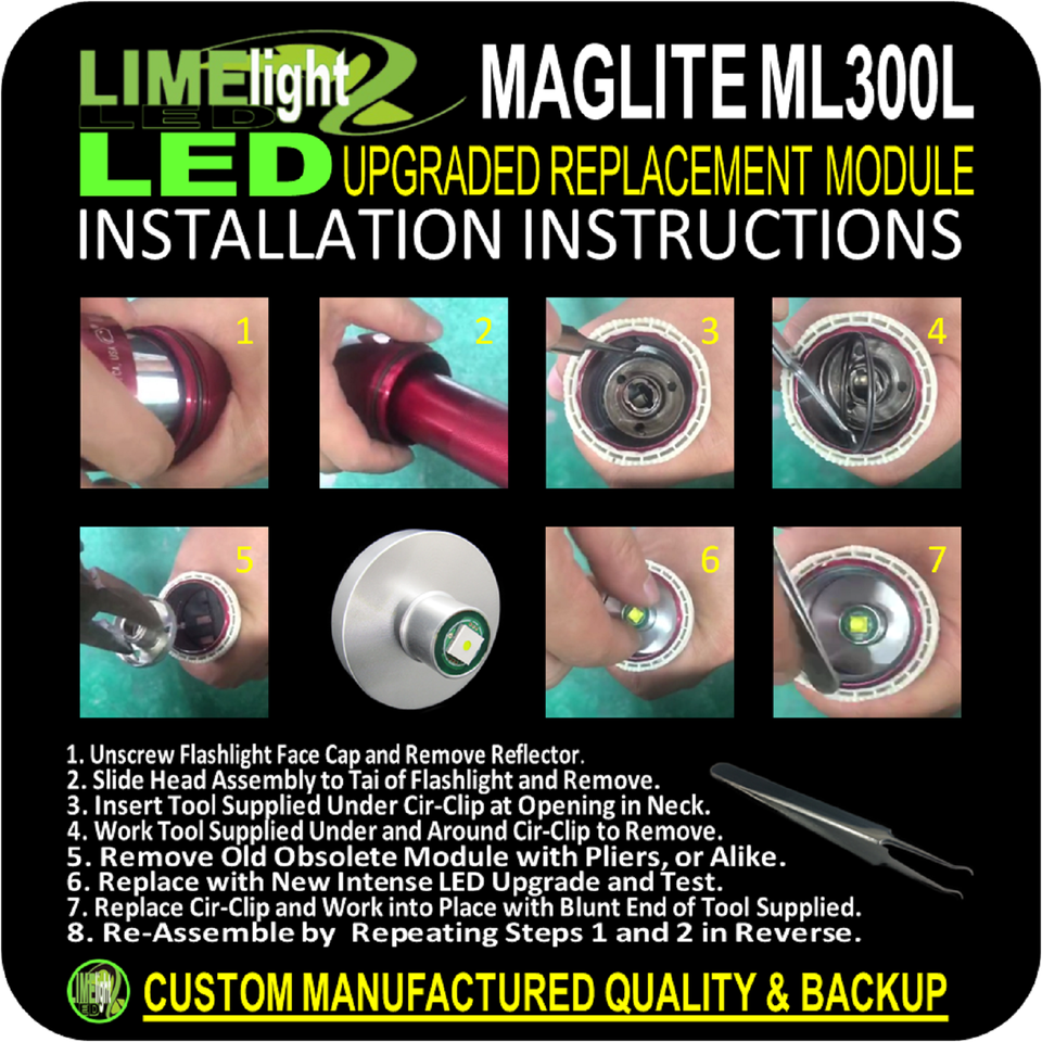 MAGLITE LED ML300L UPGRADE REPLACEMENT MODULE for BULB FLASHLIGHT TORCH ...