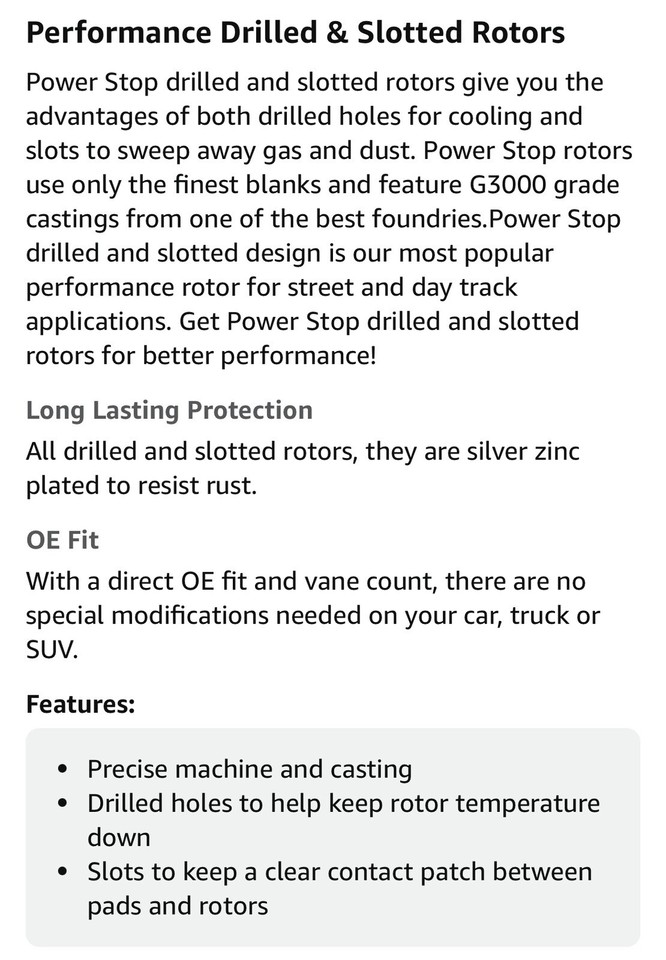 Power Stop Extreme Performance Drilled & Slotted Brake Rotors PAIR JBR ...