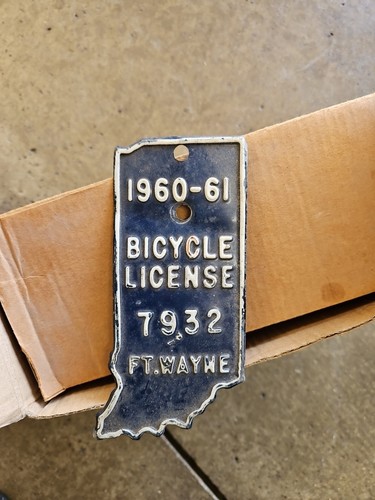 Vintage Rare Ft Wayne Indiana Bicycle License Plate 7932 1960-61 ...