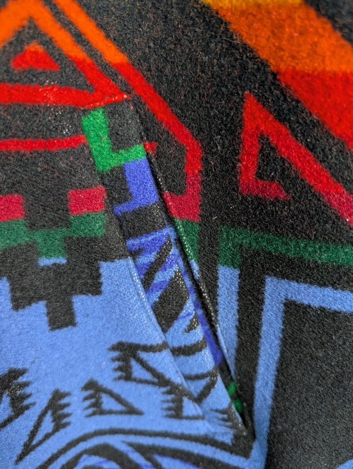 PENDLETON Western Southwest Aztec Leather Sleeves Bomber Jacket Sz XL ...